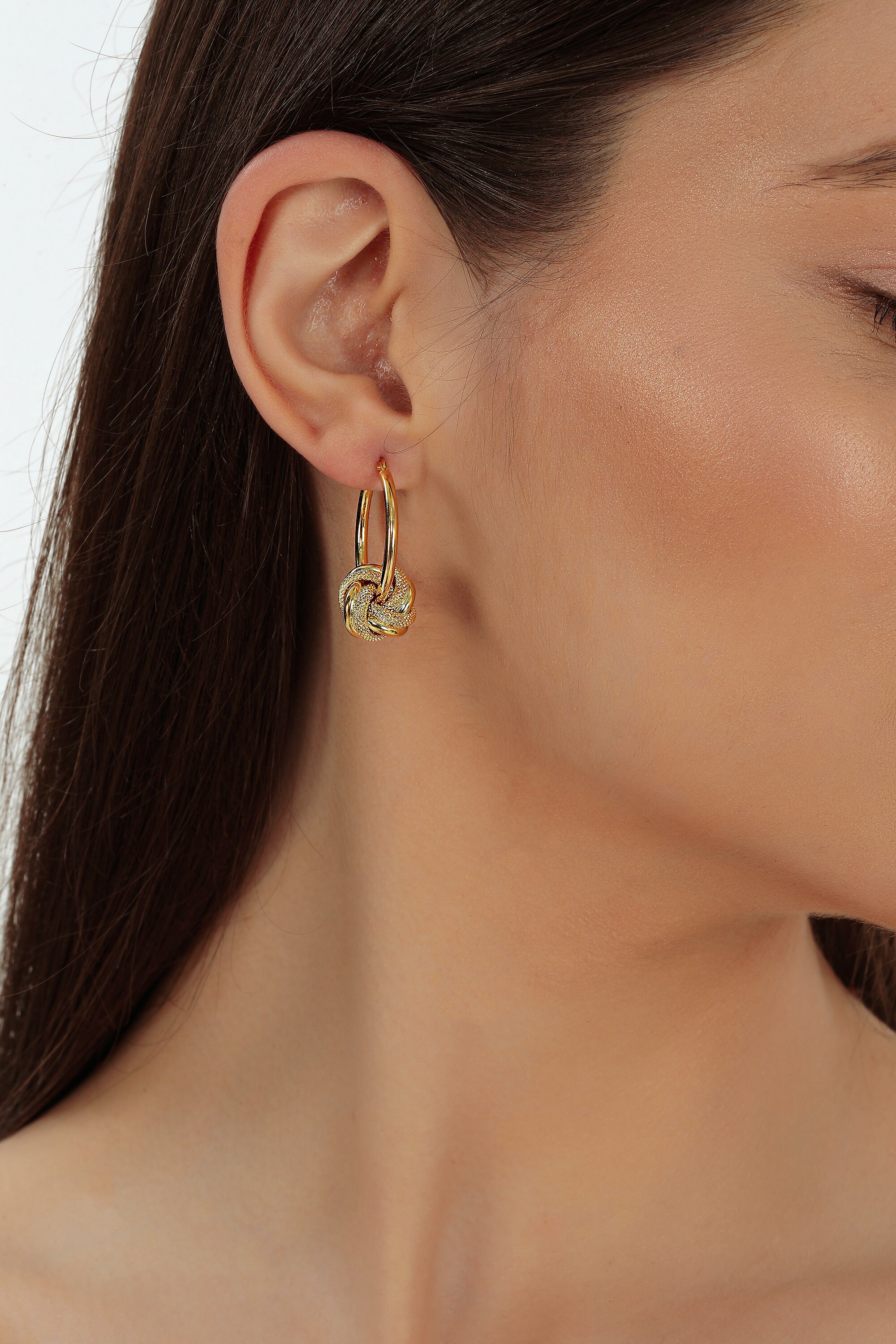 14K Solid Gold Braided Hoop Earrings: Triple Row Huggies - Etsy