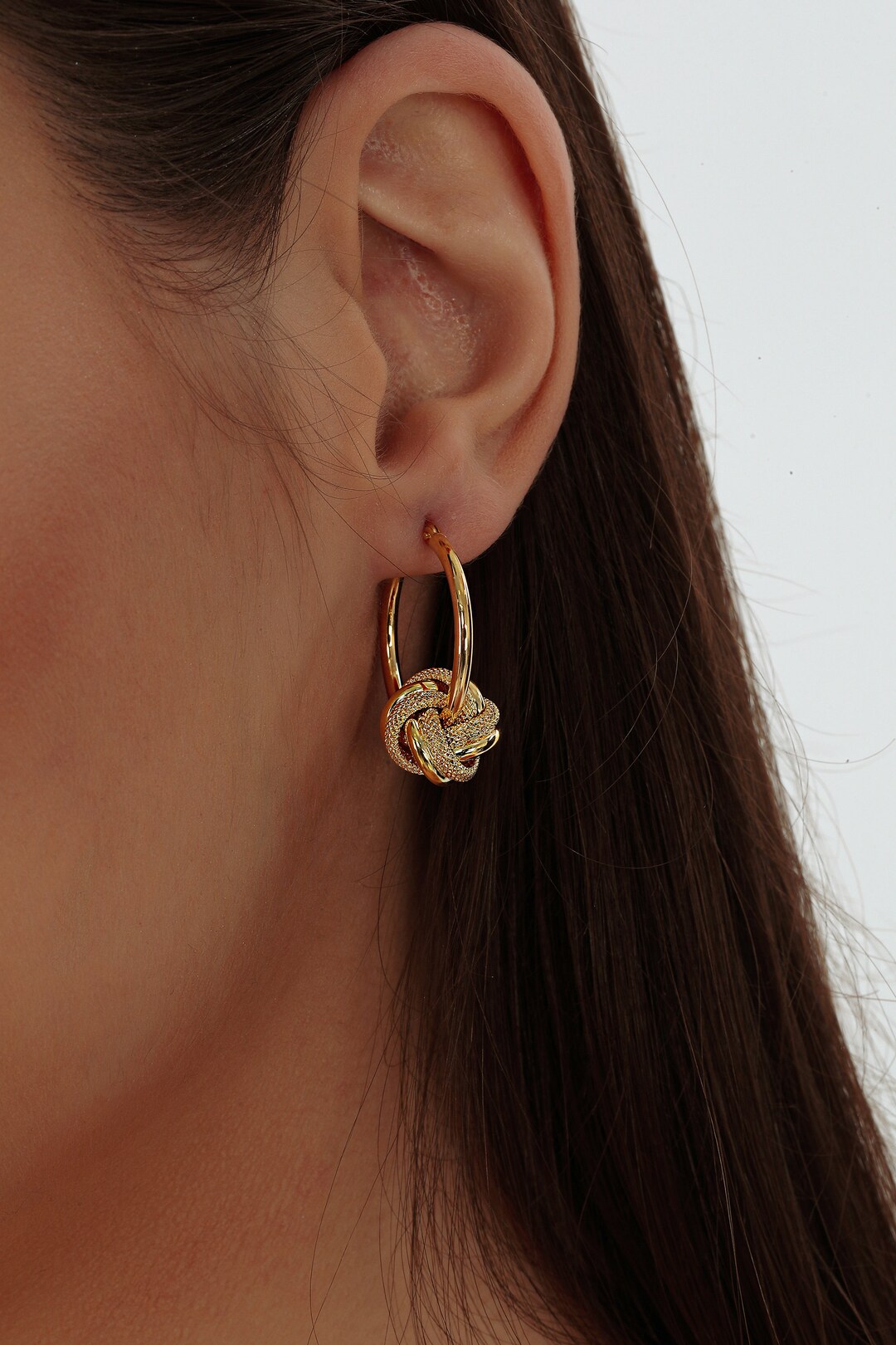 14K Solid Gold Braided Hoop Earrings: Triple Row Huggies - Etsy
