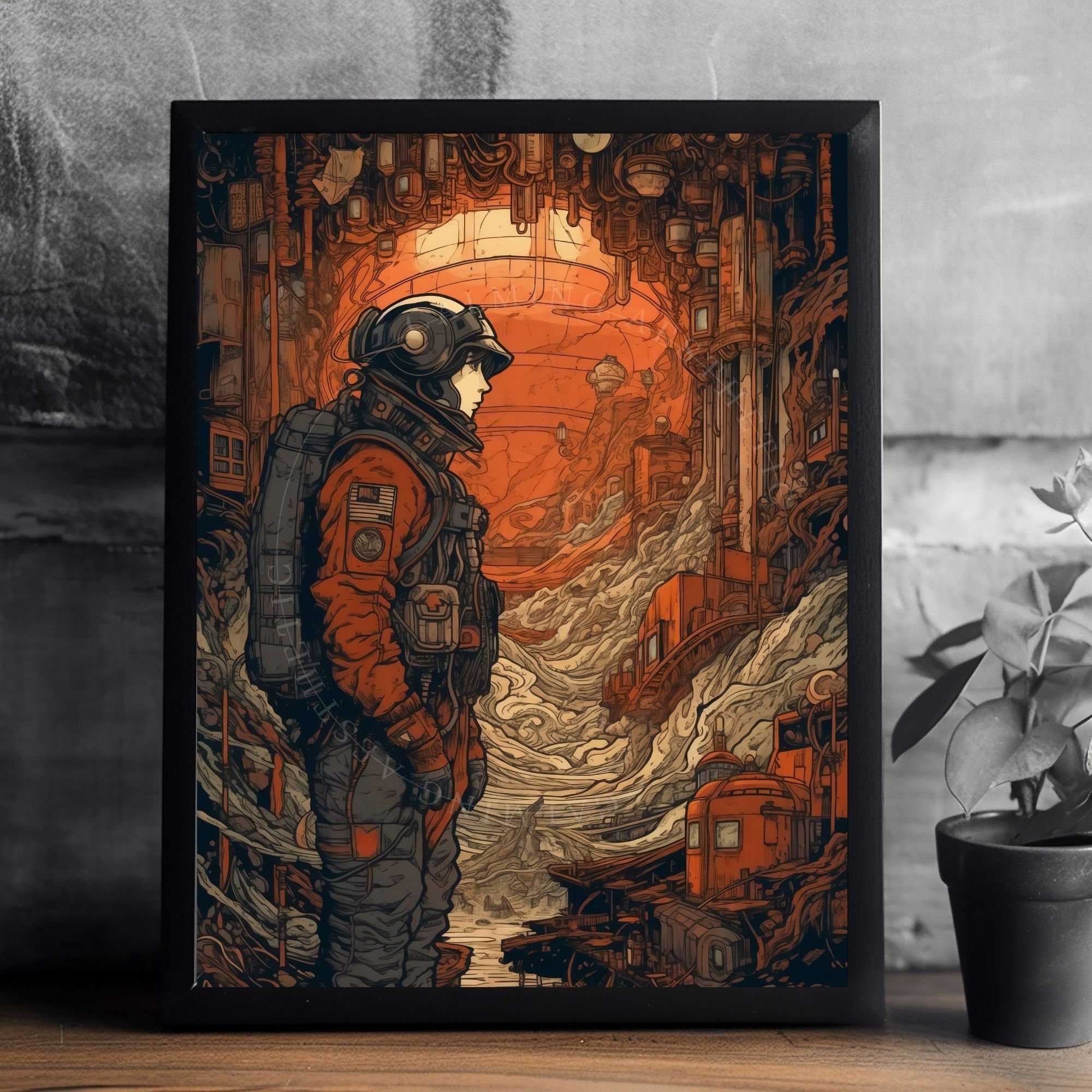 Digital Download Ukiyo-e Sci-fi Space Astronaut Wall Art Print ...
