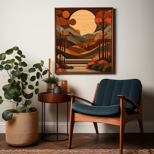 Digital Download Abstract Wood Style Forest Nature Wall Art, Mid ...