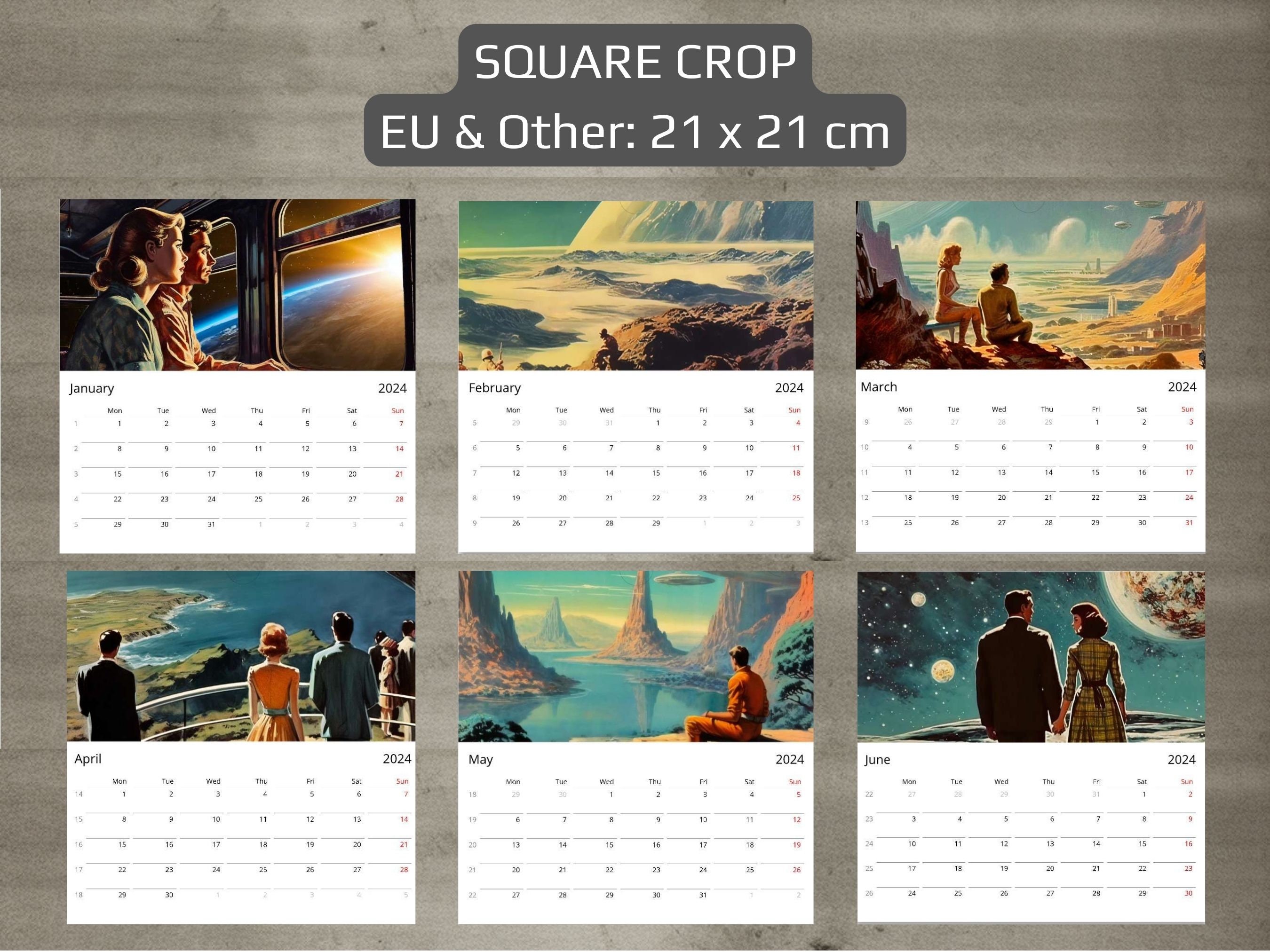 2024 Wall Calendar Retro Futuristic Art, Scifi Calendar, Christmas Gift ...