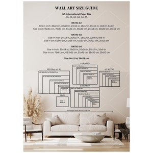 Horizontal Size Guide Set, Wall Art Size Guide, Frame Size, Print Size ...
