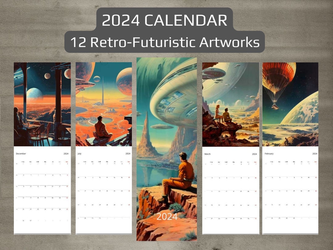 2024 Wall Calendar Retro Futuristic Art, Scifi Calendar, Christmas Gift ...