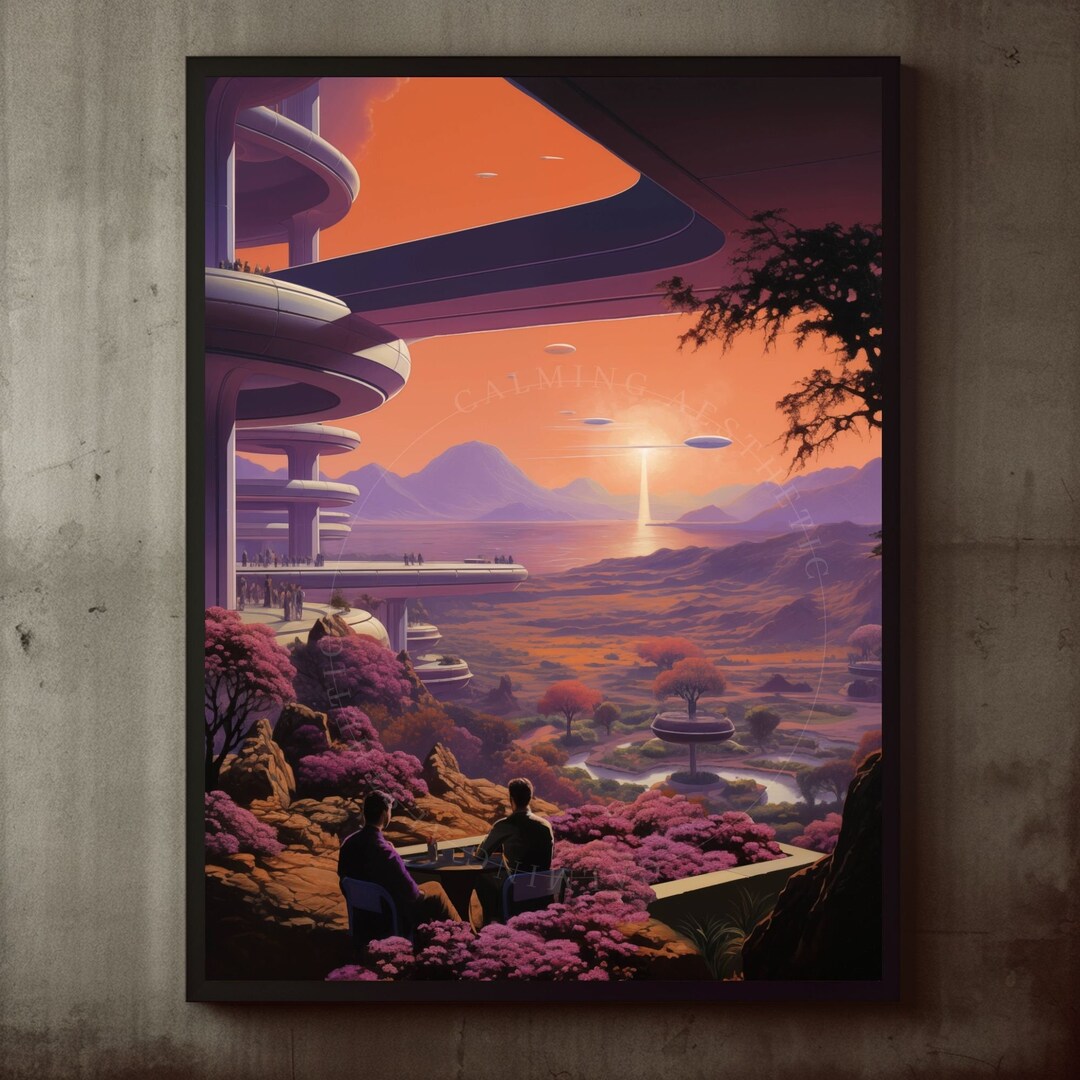 Digital Download Retro Sci-fi Terrace Multidimensional Space Landscape ...