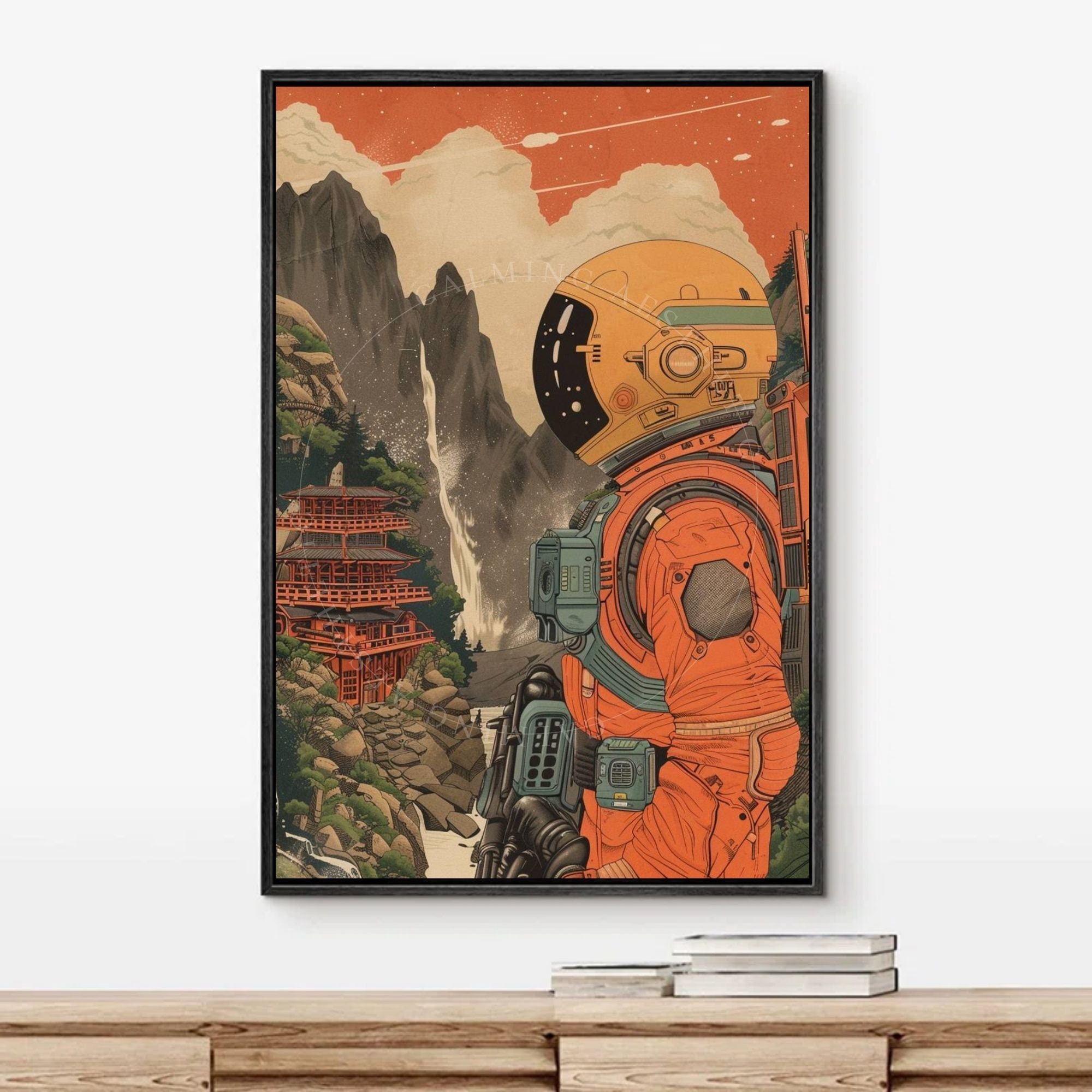Digital Download Retro Futuristic Space Astronaut Sci-fi Ukiyo-e ...