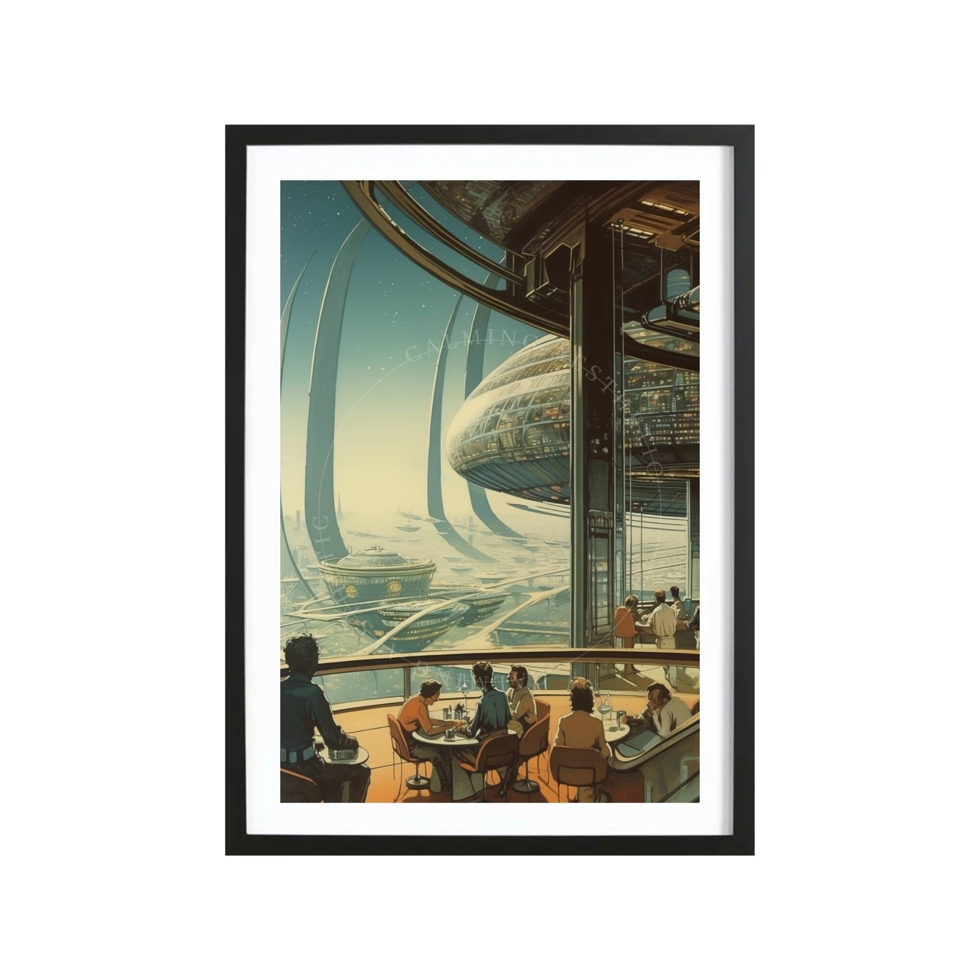 Digital Download Retro Sci-fi Multidimensional Terrace Bar Art Print ...