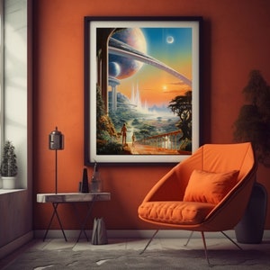 Digital Download Retro Futuristic Scifi Sunset Multidimensional ...