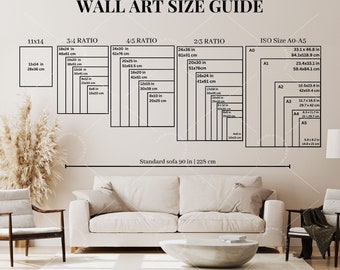 Wall Art Size Guide Set of 2, Frame Size Guide, Print Size Guide ...