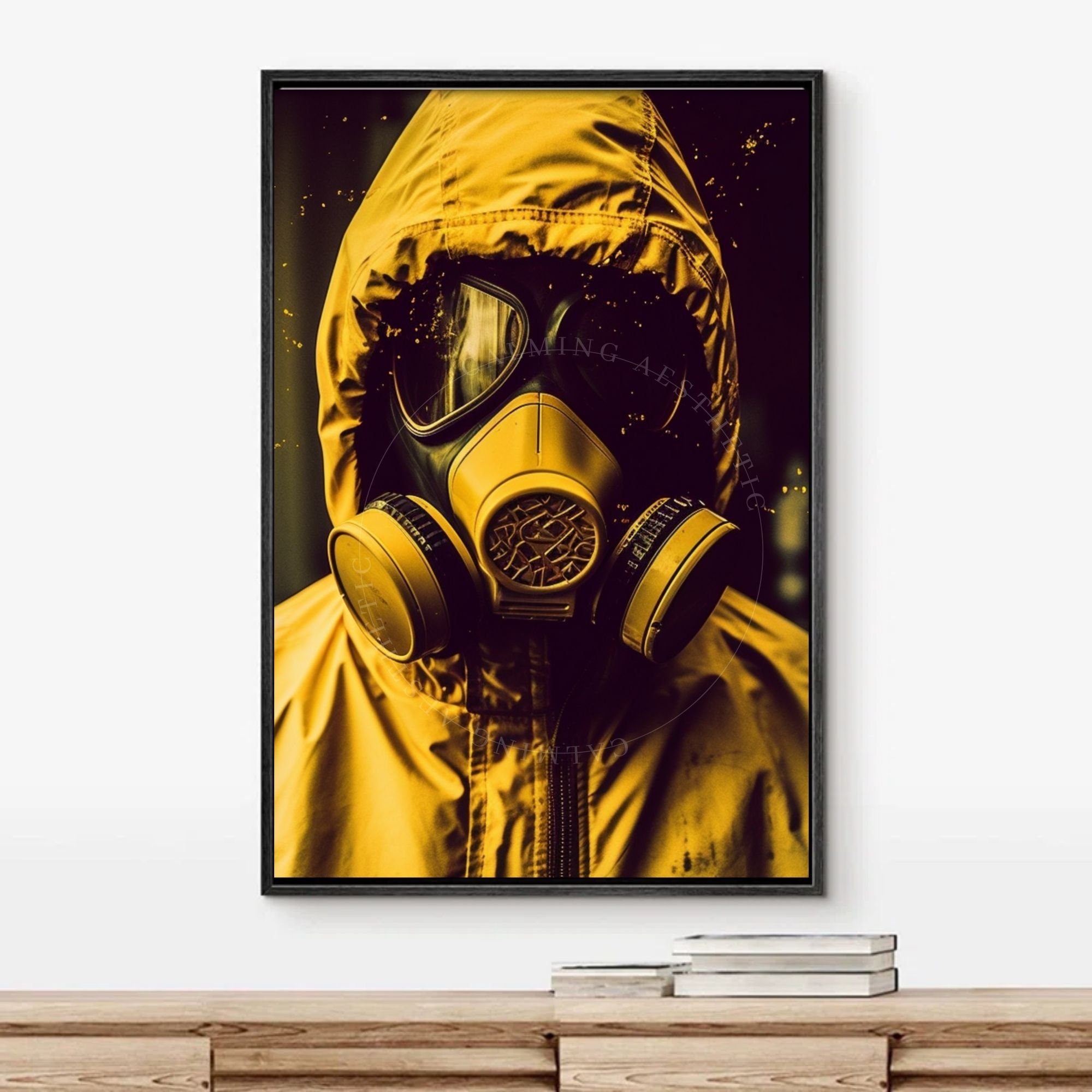 Digital Download Yellow Hazmat Suit Man Gas Mask Wall Art Print, Modern ...