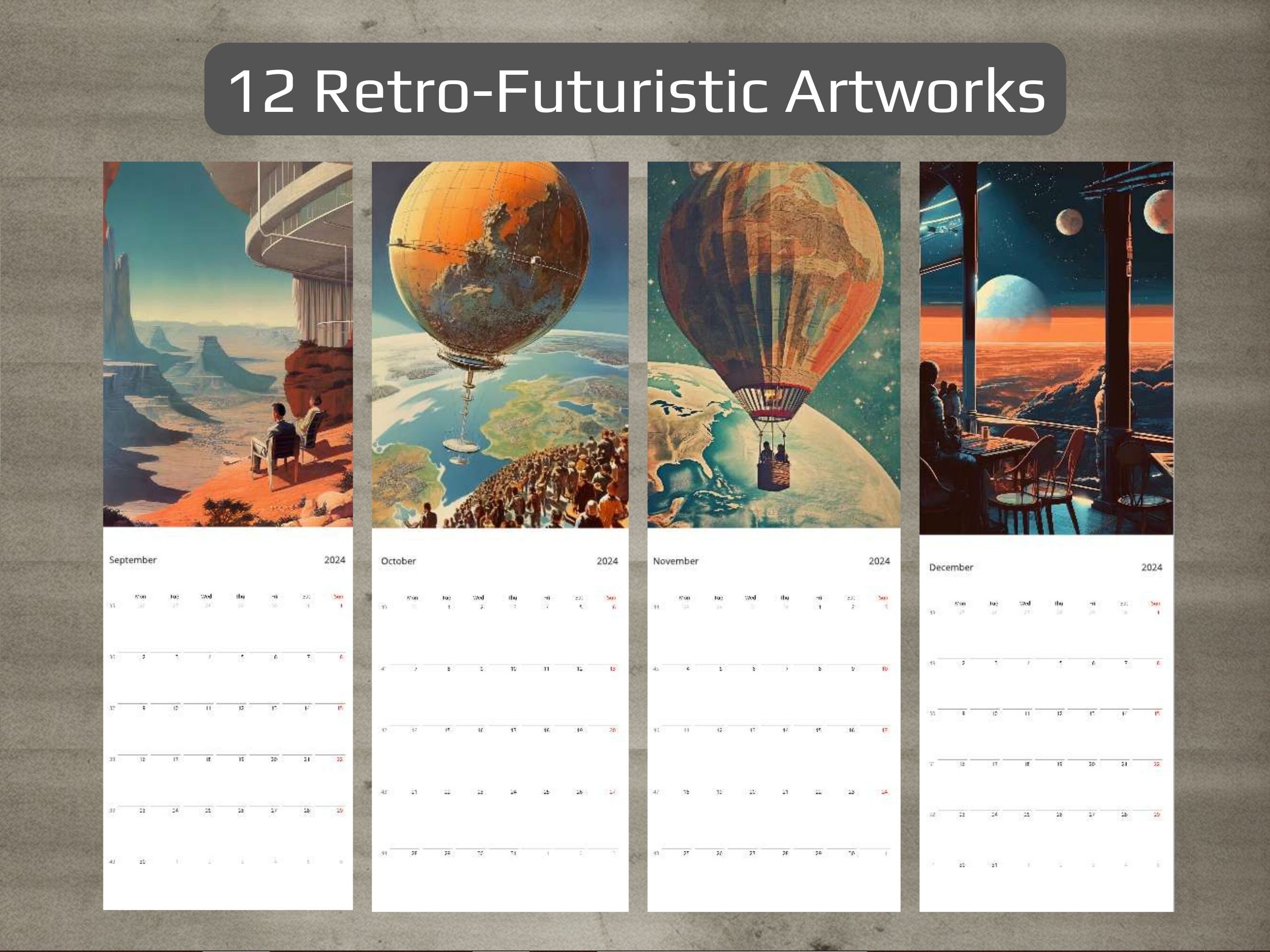 2024 Wall Calendar Retro Futuristic Art, Scifi Calendar, Christmas Gift ...