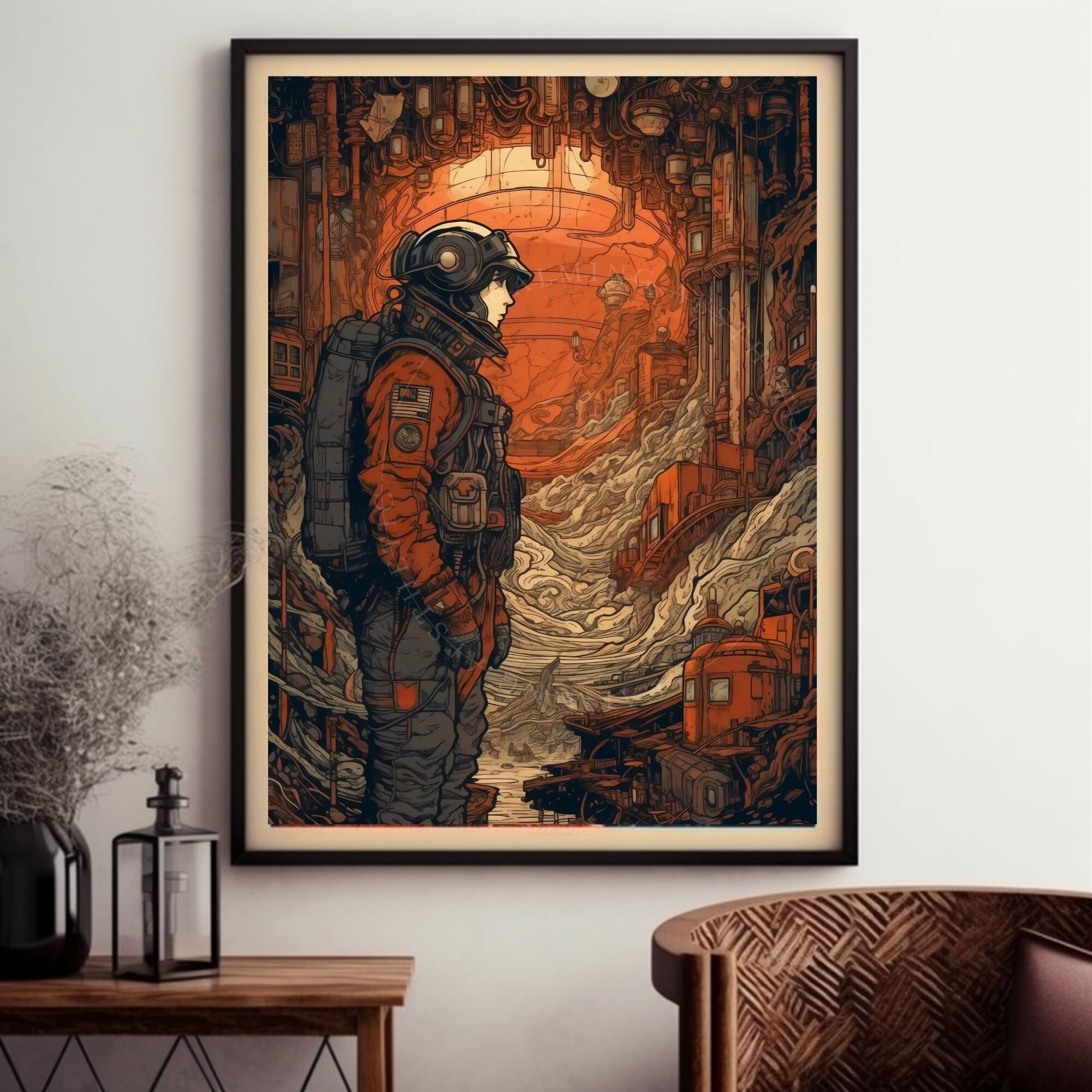 Digital Download Ukiyo-e Sci-fi Space Astronaut Wall Art Print ...