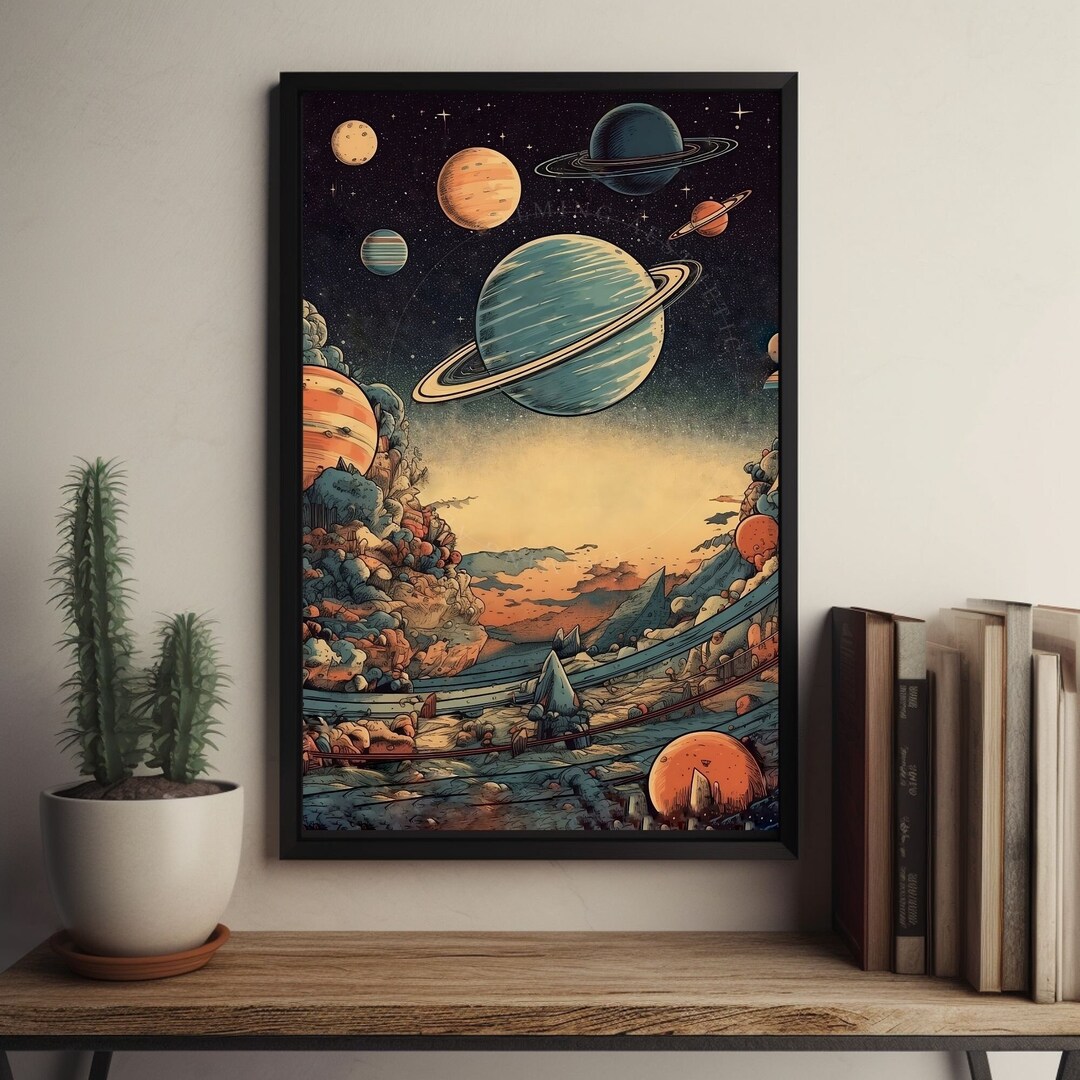 Digital Download Retro Space Planet Wall Art Vintage Planet - Etsy