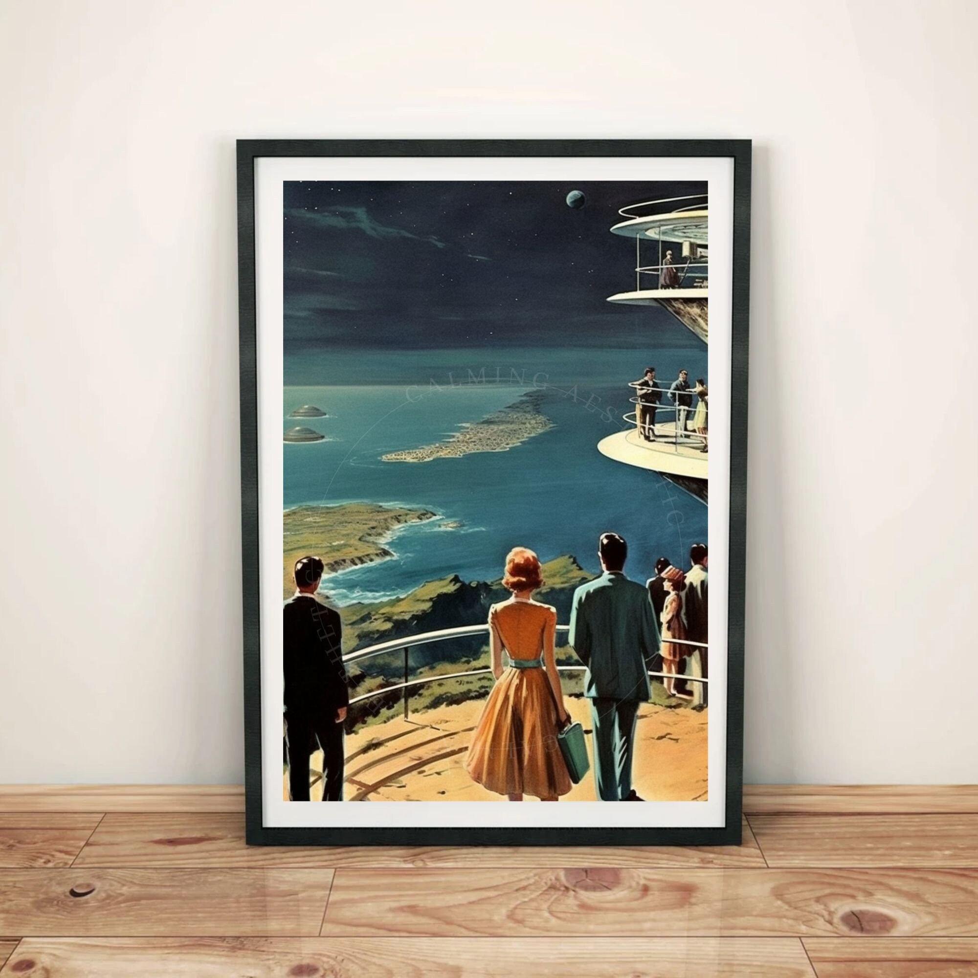 Digital Download Retro Space Balcony Wall Art Print, Retro Futurism ...