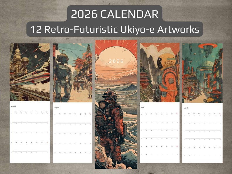 2026 Wall Calendar - Sci-fi Ukiyo-e Space Calendar, Christmas Gift, 12 ...