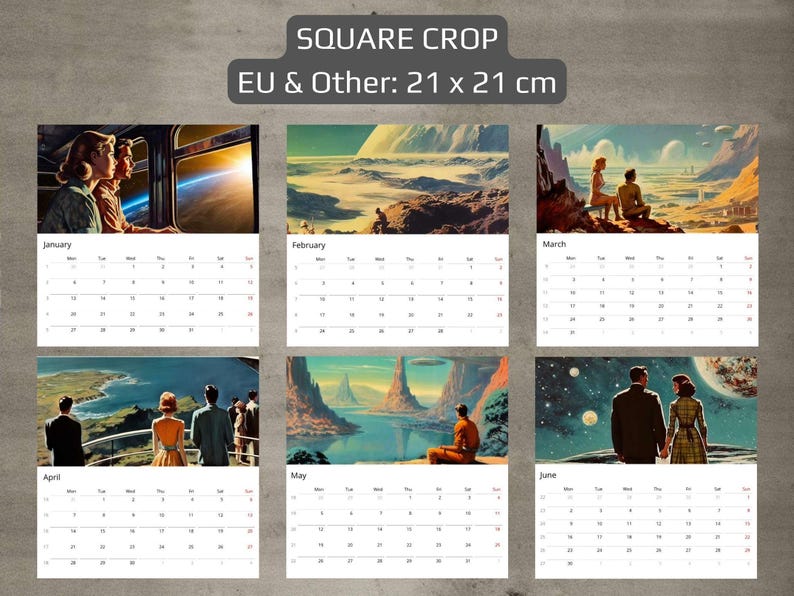 2026 Wall Calendar - Retro Futuristic Art, Scifi Calendar, Christmas ...