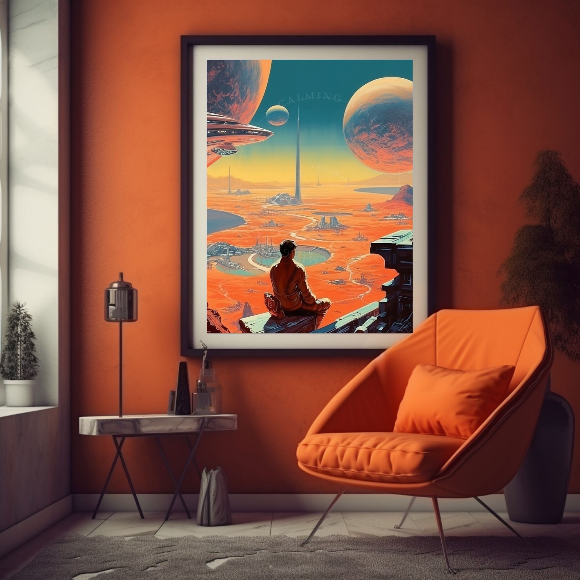 Digital Download Retro Futurism Boy Expansive Landscape Art Print ...