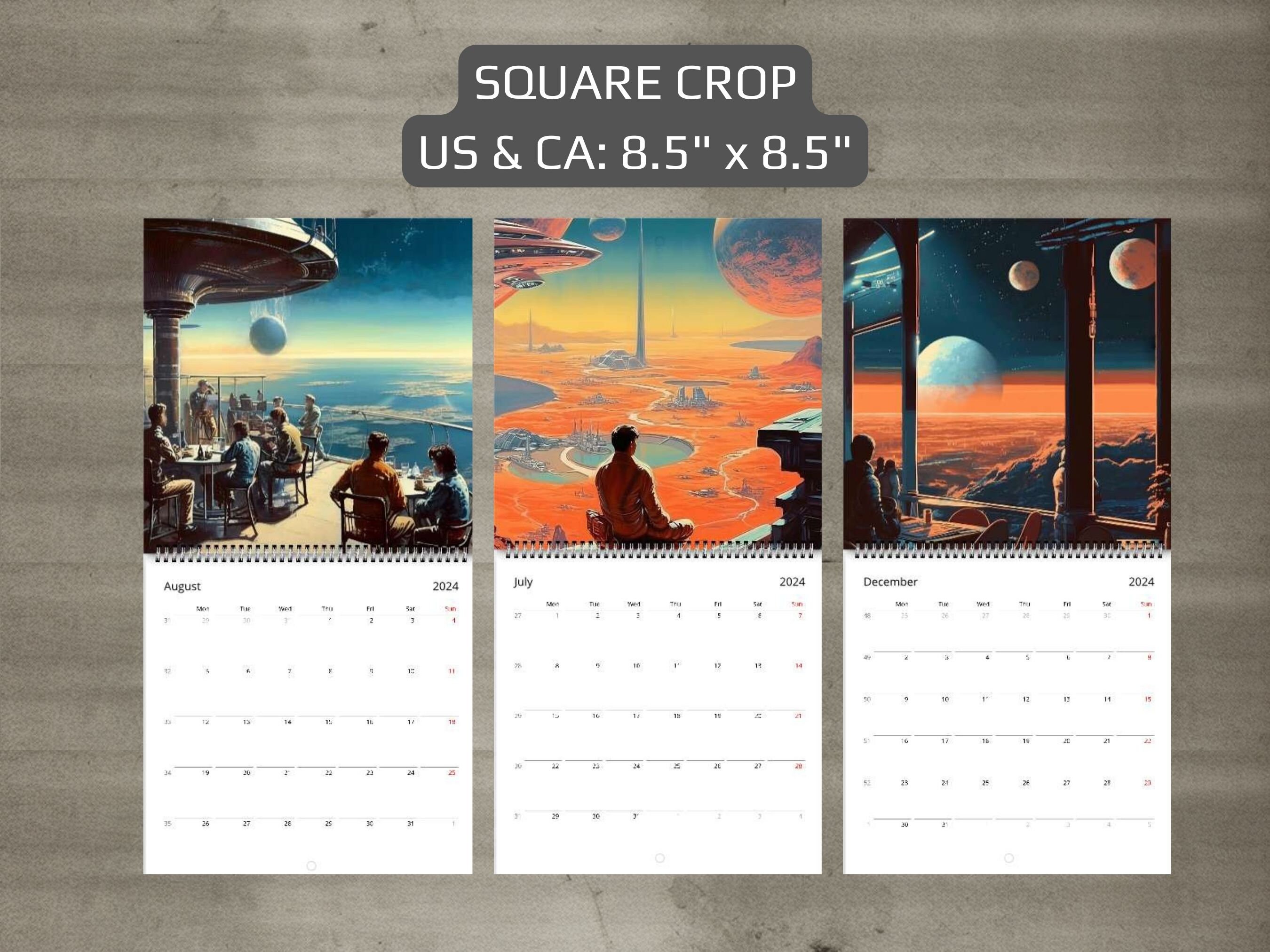 2024 Wall Calendar Retro Futuristic Art, Scifi Calendar, Christmas Gift ...
