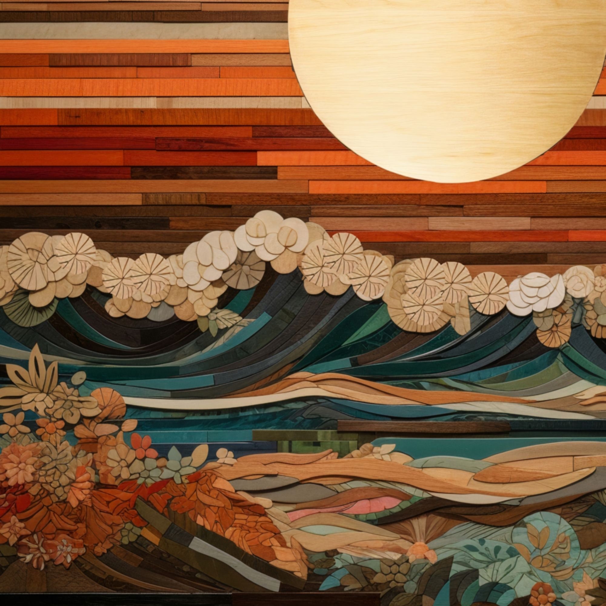 Digital Download Abstract Wood Carved Style Sunset Wall Art Print ...