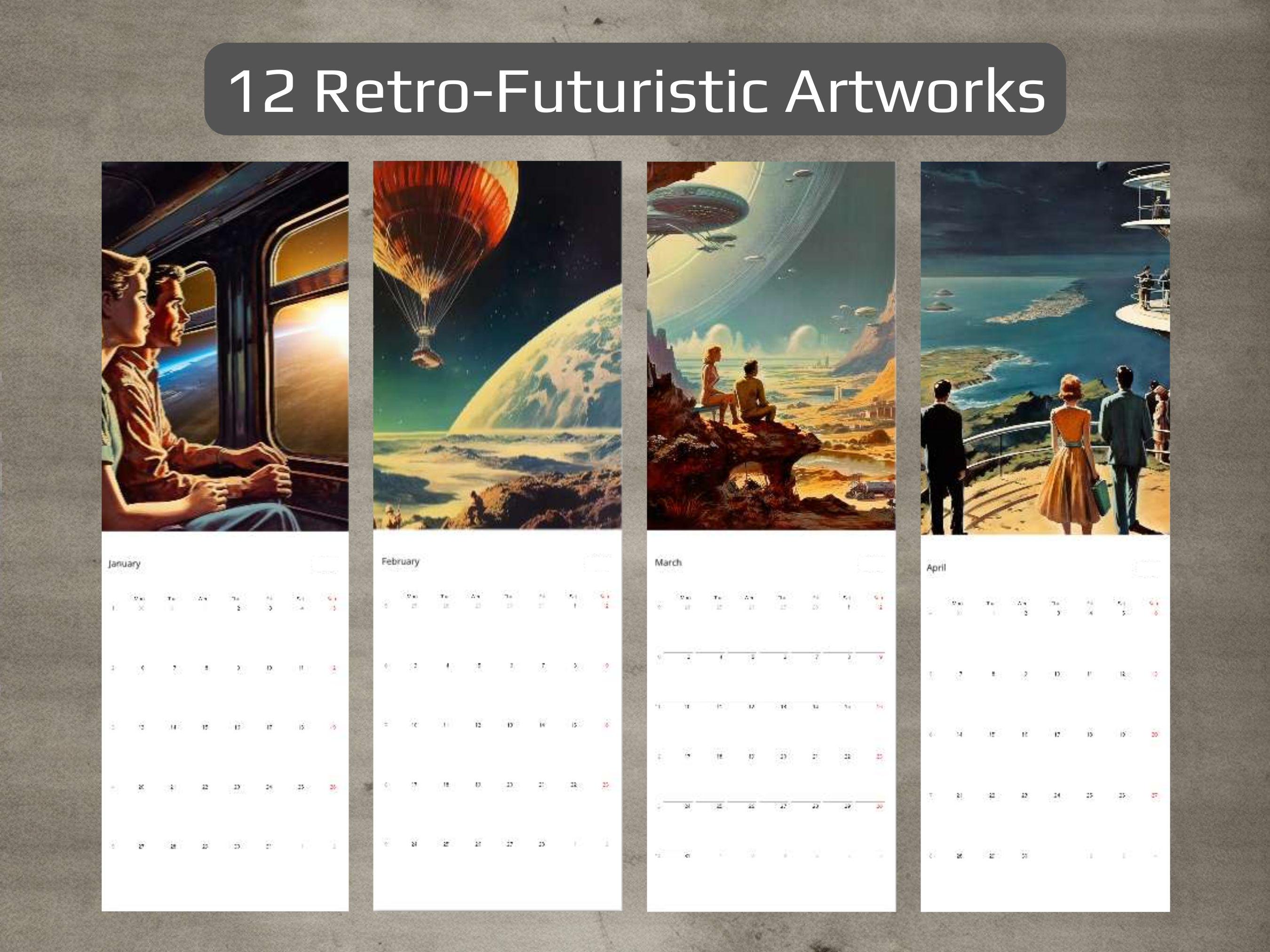 2026 Wall Calendar - Retro Futuristic Art, Scifi Calendar, Christmas ...