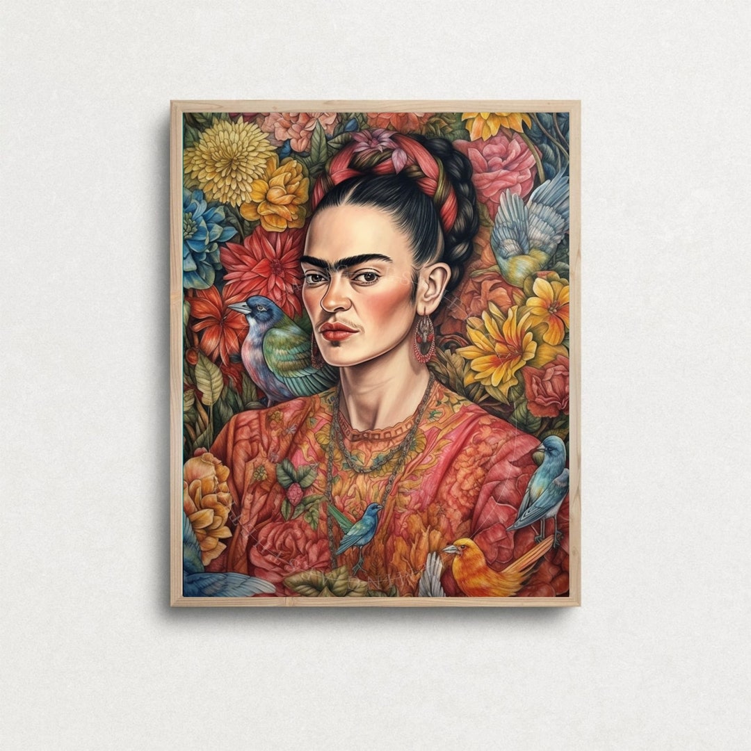 Poster Frida Kahlo Portrait Wall Art Print Flower Collage - Etsy