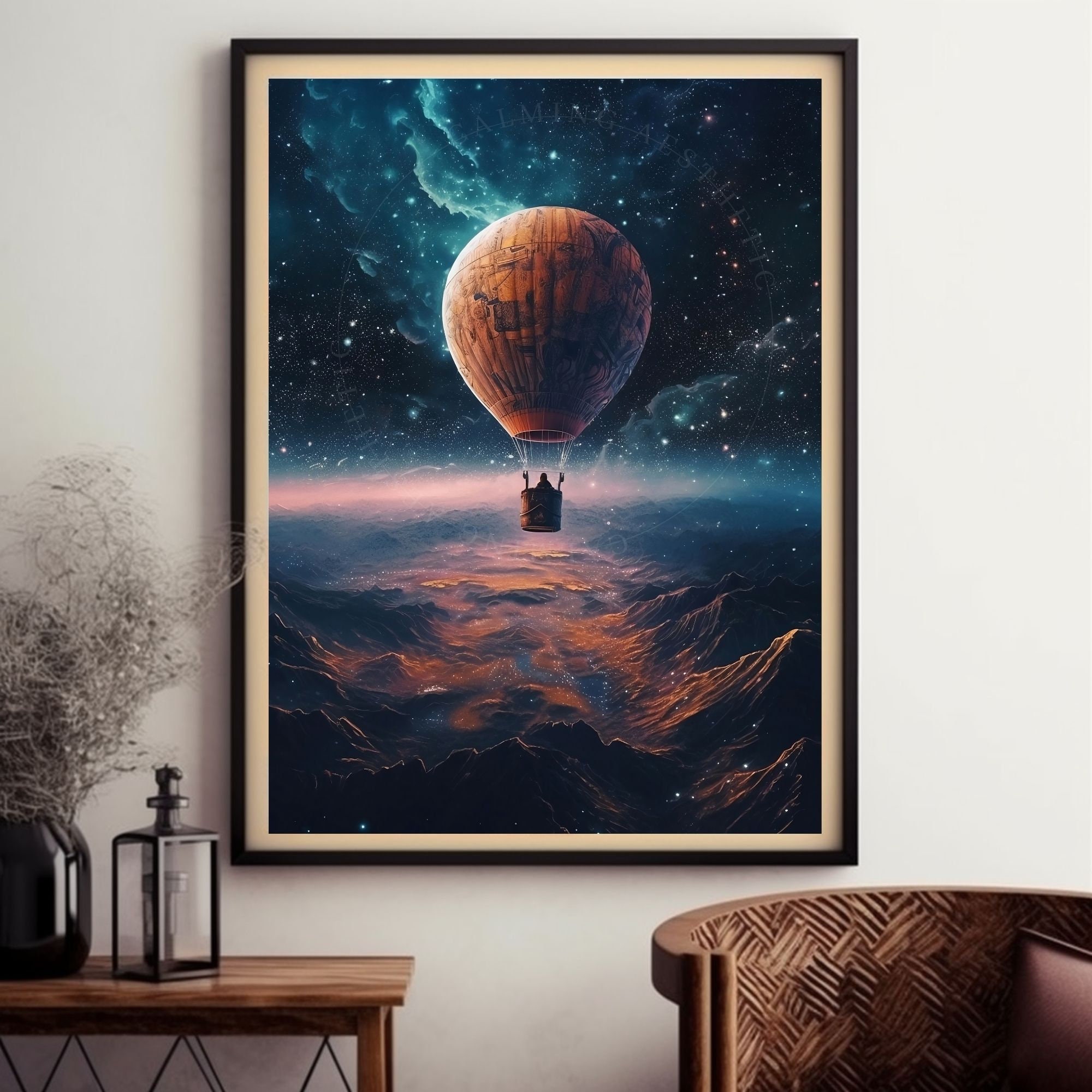 Digital Download Dreamy Starry Sky Hot Air Balloon, Celestial Sci-fi ...