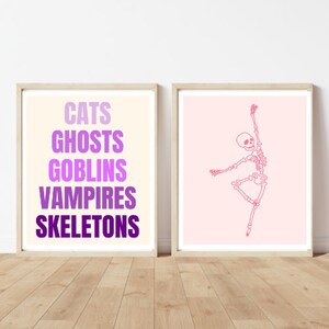 Pastel Halloween Prints Set of 6, Halloween Wall Art, Pink Halloween ...
