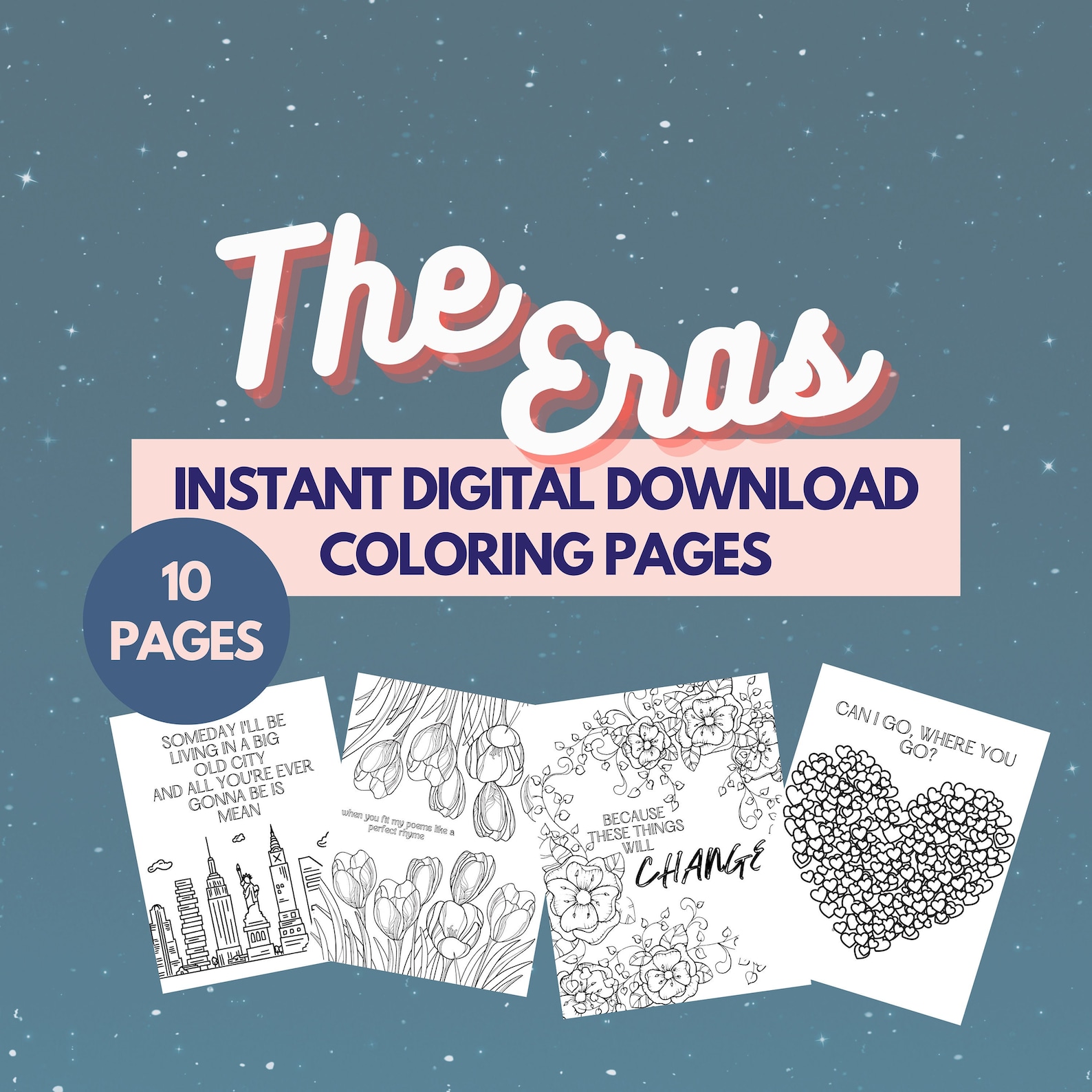10 Page Eras Coloring Instant Download Coloring Book Taylor Eras Party ...