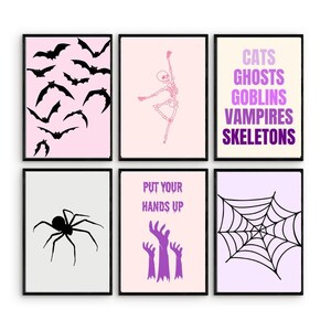 Pastel Halloween Prints Set of 6, Halloween Wall Art, Pink Halloween ...