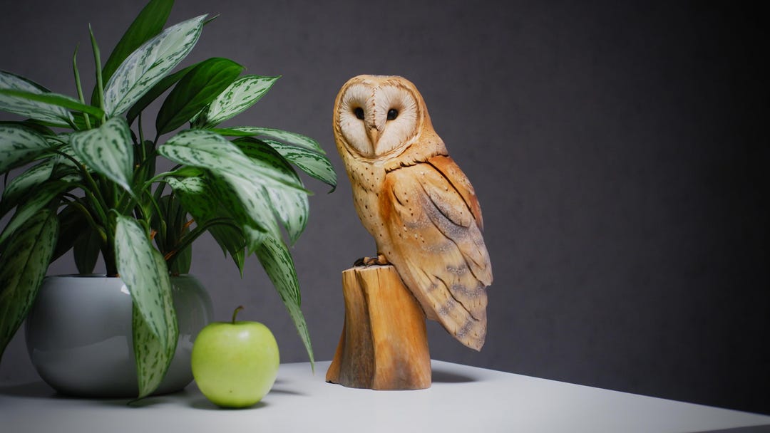 Owl Shop Wooden Carving Wood Barn Owl Love Bird Love Barn Owl Gift Girl ...