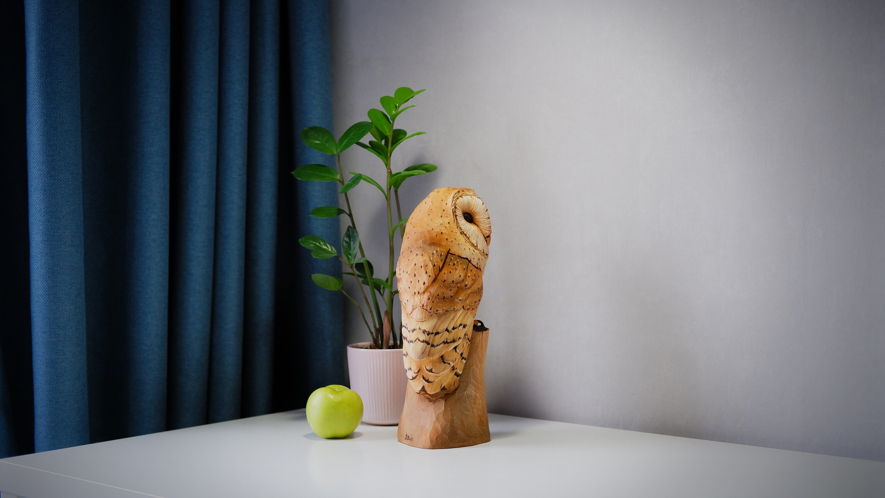 Owl Shop Wooden Carving Wood Barn Owl Love Bird Love Barn Owl Gift Girl ...