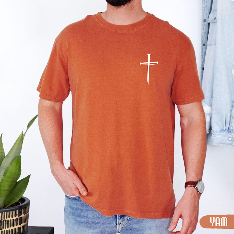 Comfort Colors® Christian Cross Shirt for Men, Minimal Nail Cross Tee ...