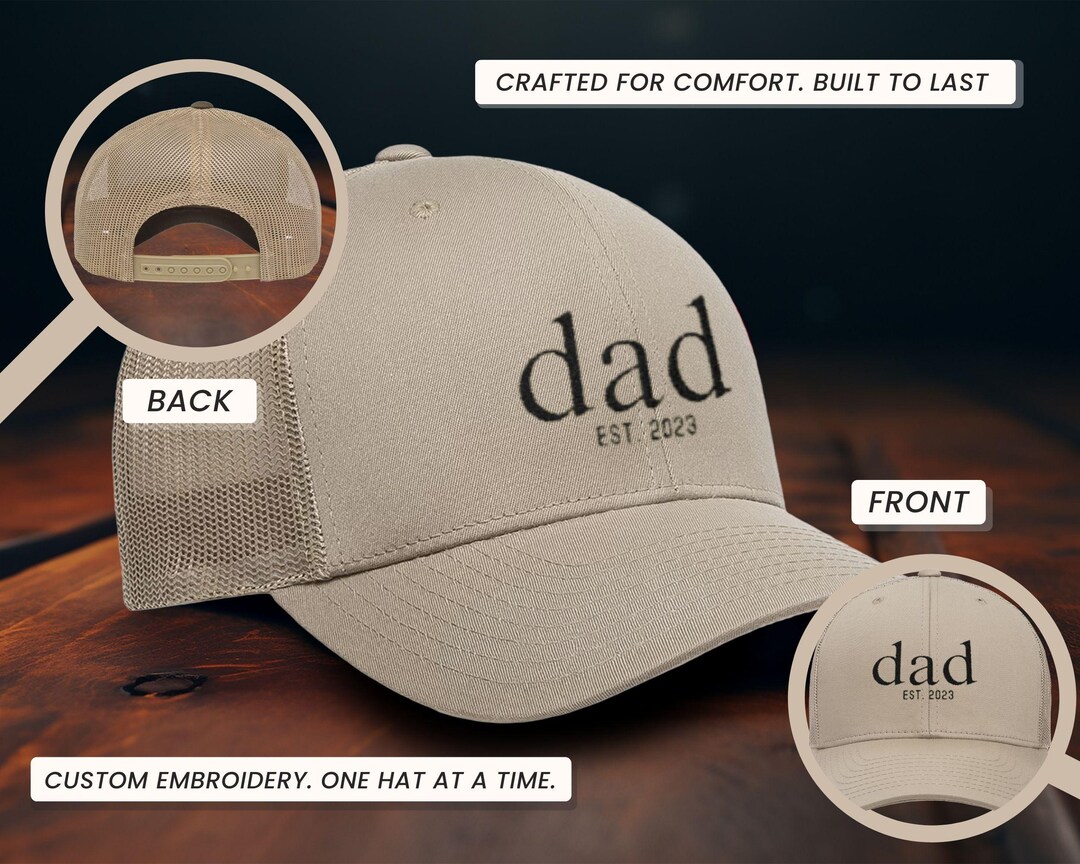 Custom Dad Hat, Embroidered EST Year, Trucker Cap, New Dad Gift ...