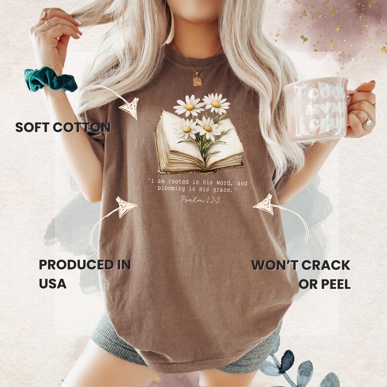 Comfort Colors® Christian Shirt Psalm 1:2 Bible Verse Tee Rooted in His ...