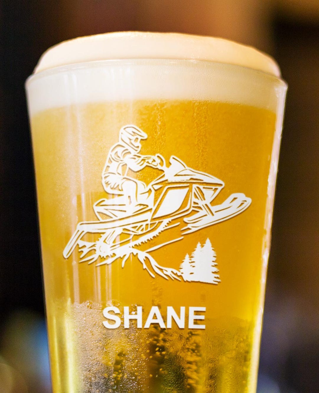 Snowmobile 16 Oz. Beer Glass, Laser Etched, Snowmobile Gift ...