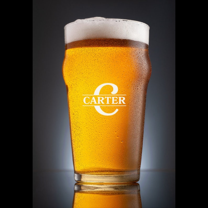 Monogrammed Nucleated Beer Glass, Custom Etched Glass, Custom Glassware ...