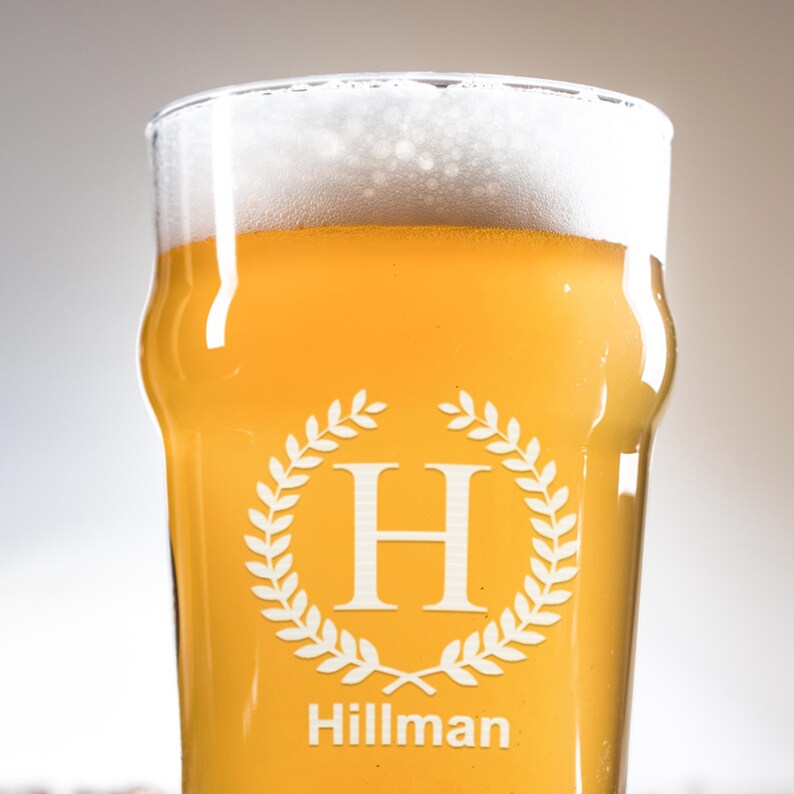 Monogrammed Nucleated Beer Glass: Custom Etched 16oz Glass - Etsy