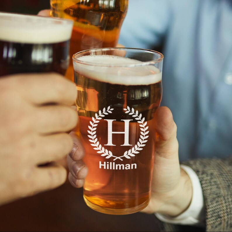 Monogrammed Nucleated Beer Glass: Custom Etched 16oz Glass - Etsy