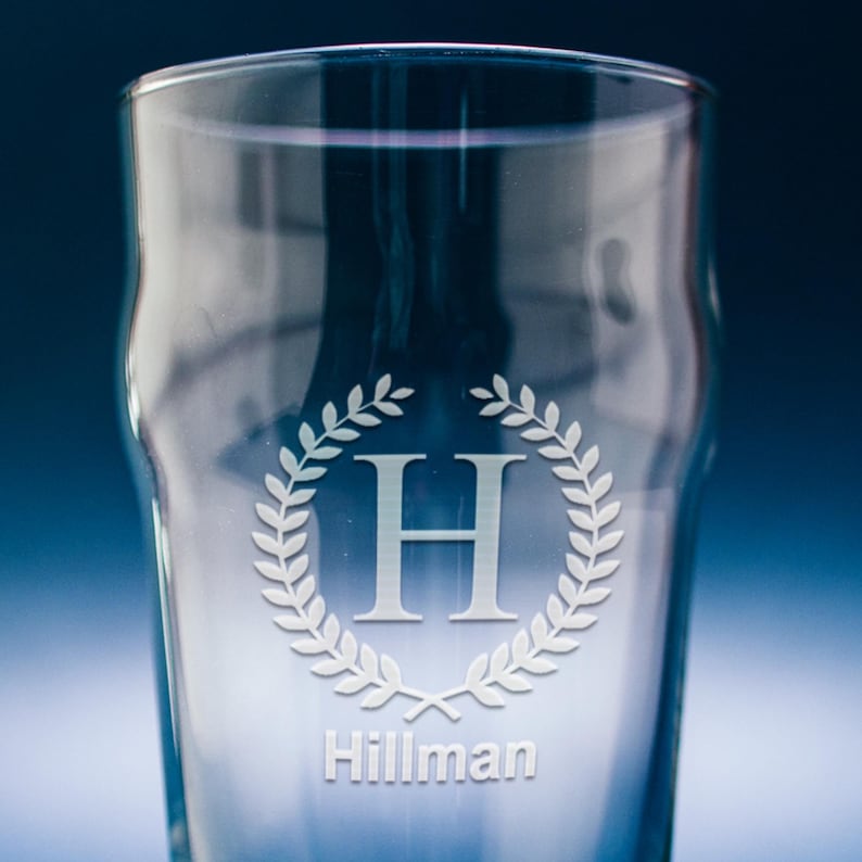 Monogrammed Nucleated Beer Glass: Custom Etched 16oz Glass - Etsy