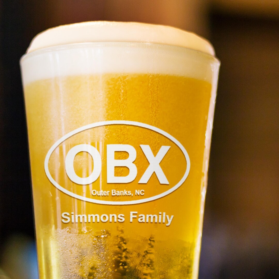 Outer Banks North Carolina Personalized 16 Oz. Glass, Laser Etched, OBX ...