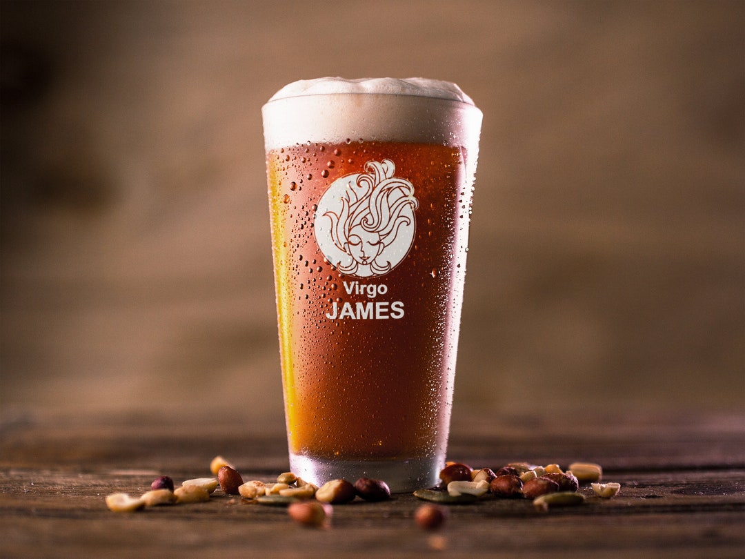 Virgo Zodiac Beer Glass: Laser Etched, Personalized Gift - Etsy