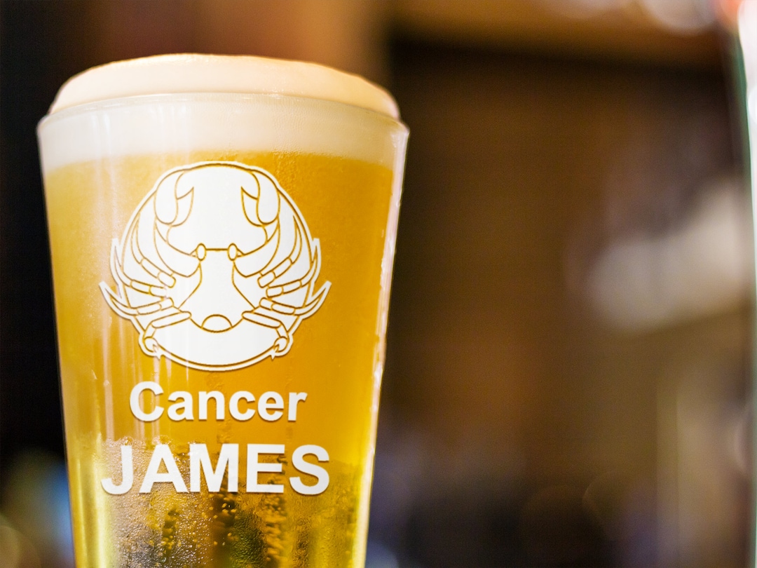 Cancer Laser Etched 16oz Beer Glass, Cancer Friend Gift, Cancer Zodiac ...
