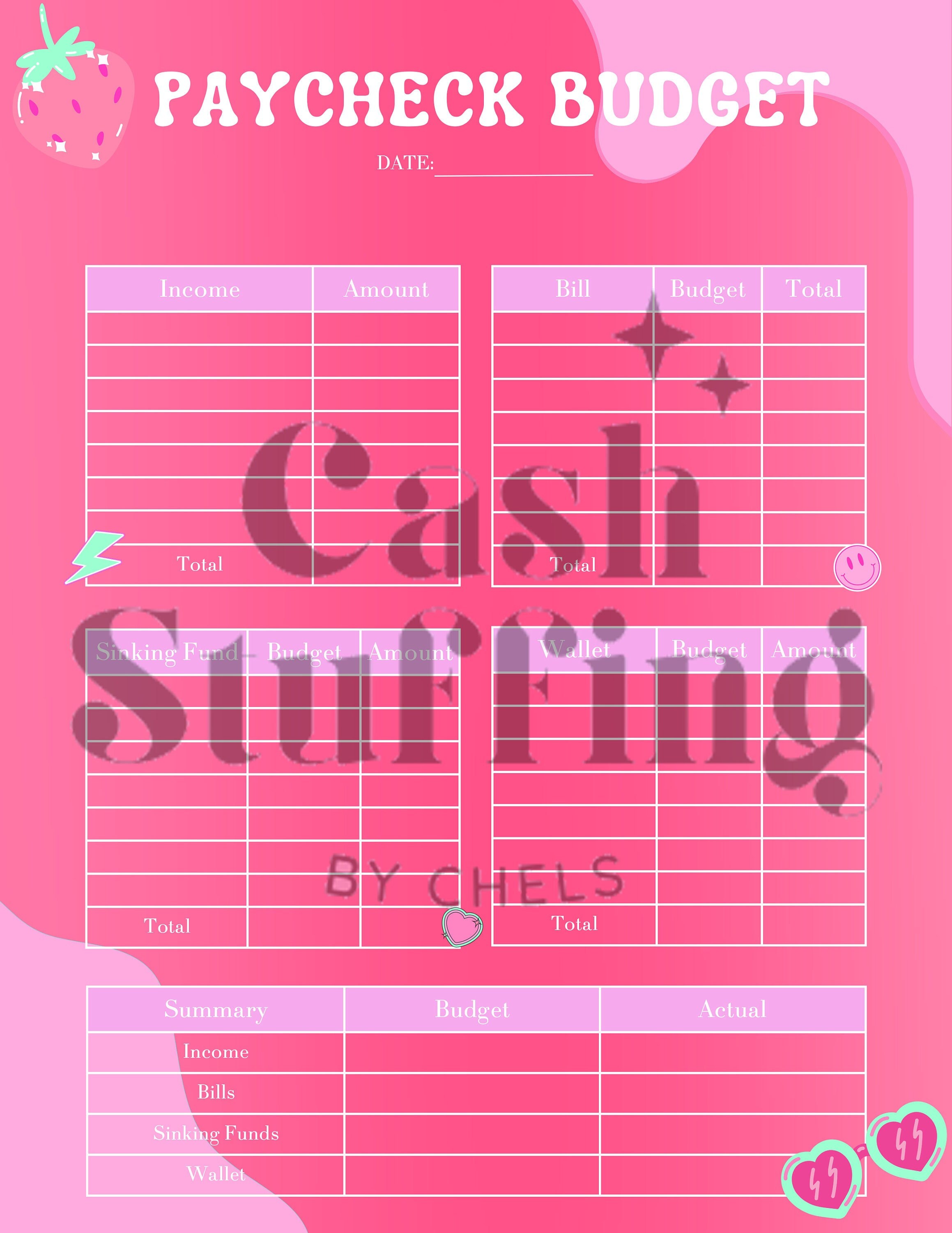 Paycheck Planner, PDF, Printable, US Letter, A6, A7 - Etsy