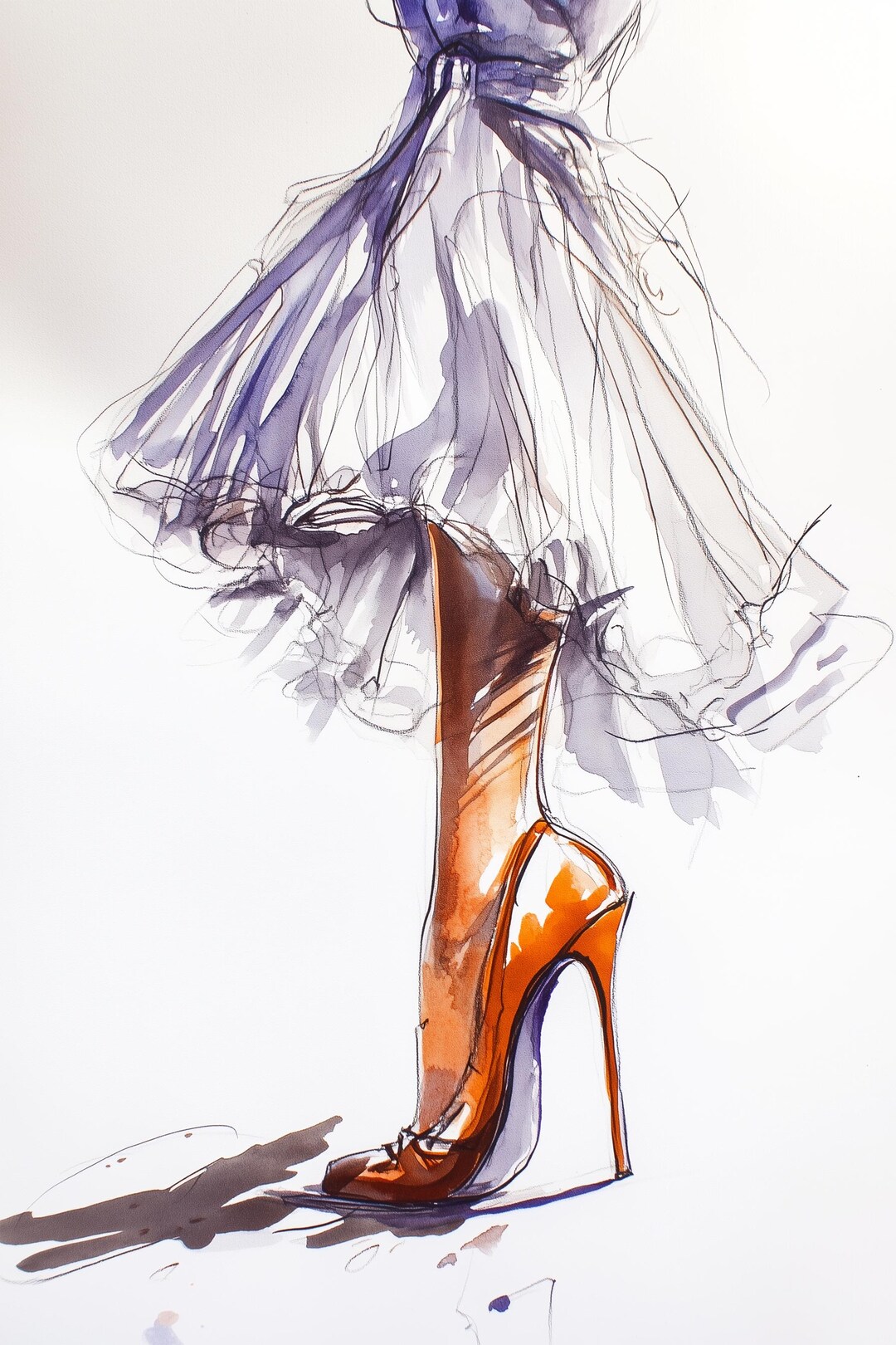 Red Stiletto Fashion Watercolor Painting - Etsy