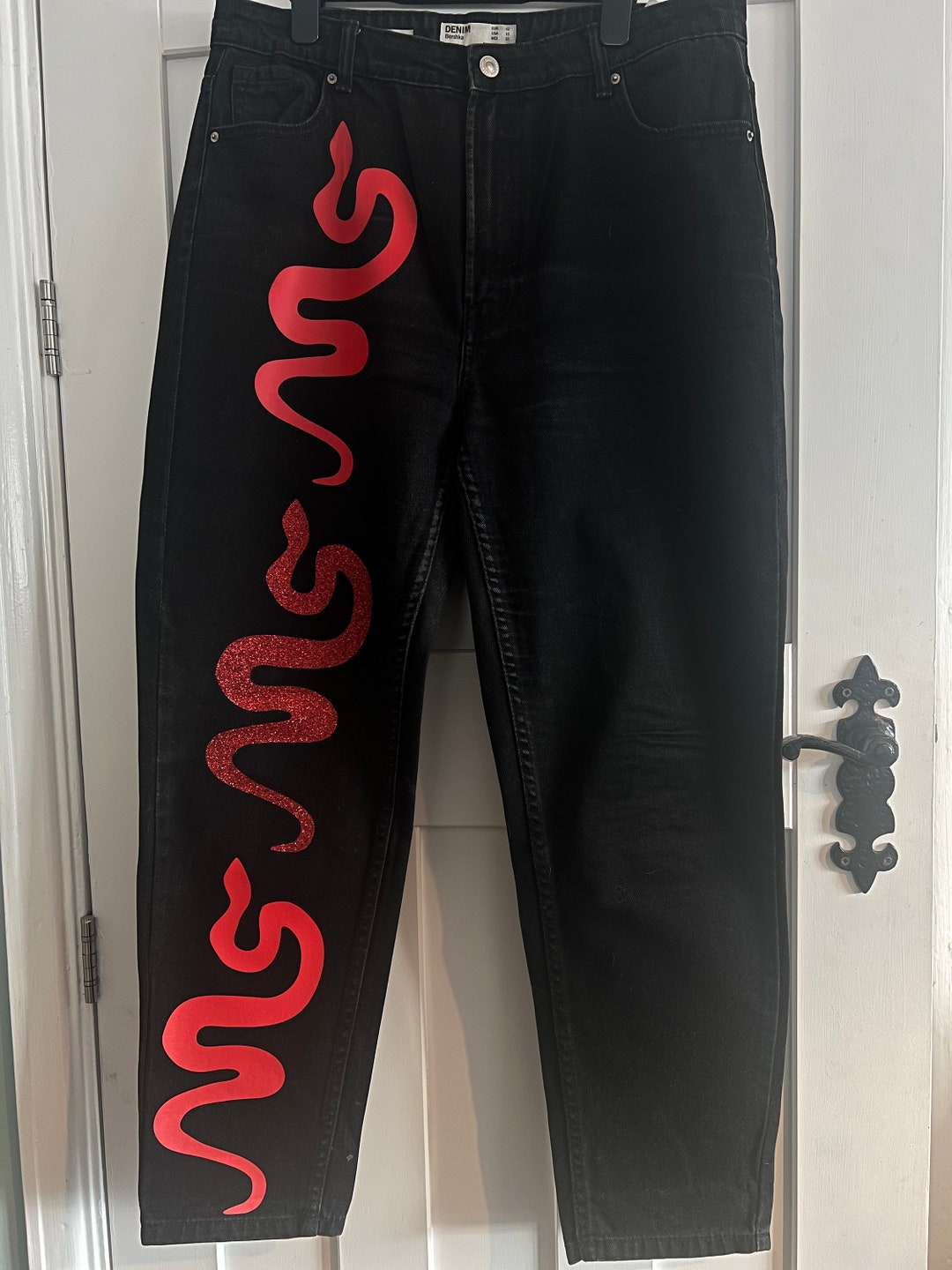 Taylor Swift Reputation Snake Jeans. Red and Glittery Snakes. the Eras ...