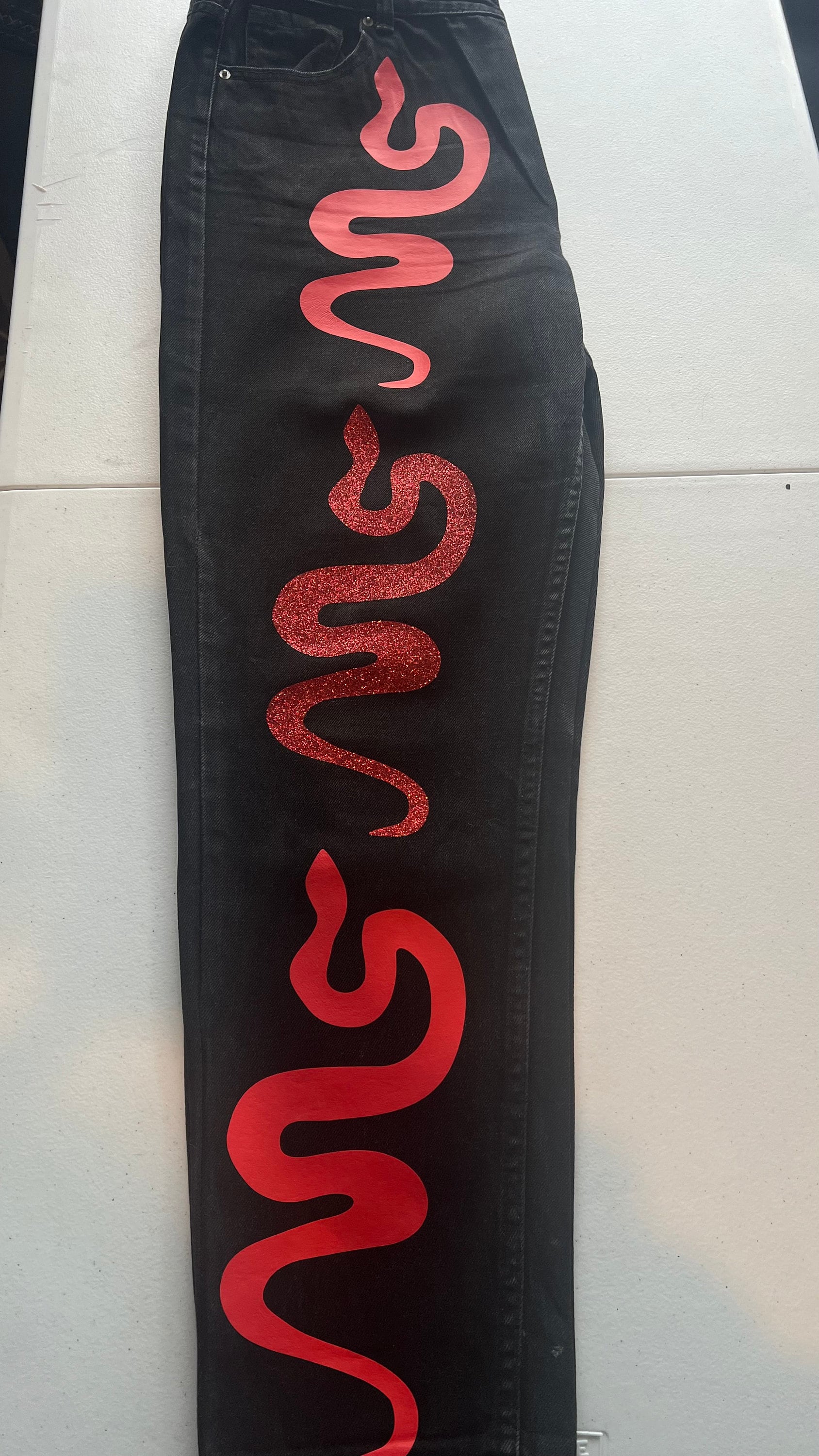 Taylor Swift Reputation Snake Jeans. Red and Glittery Snakes. the Eras ...