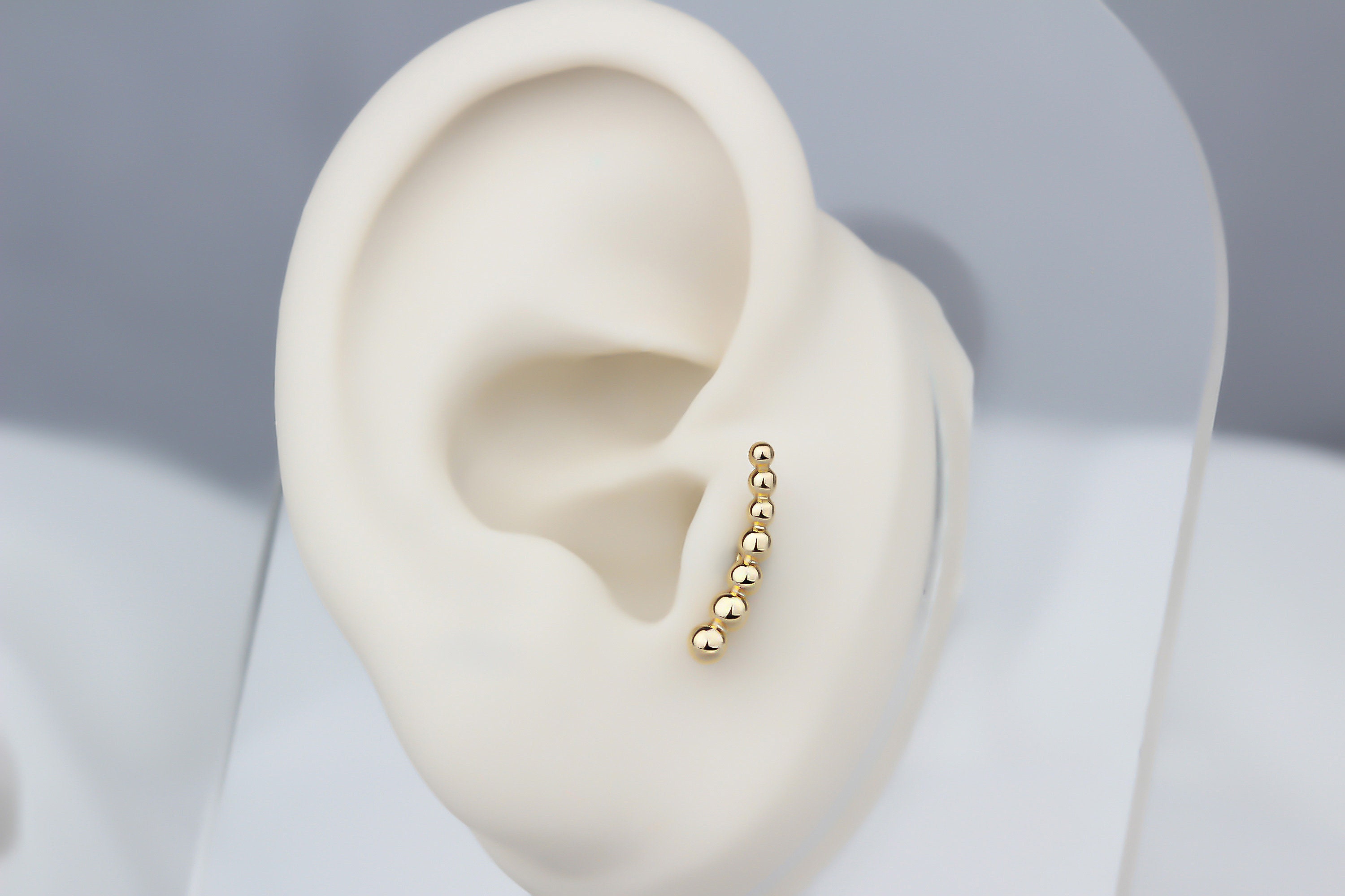 14K Solid Gold Roll Ball Piercing Minimalist Piercing Jewelry 16G Ball ...