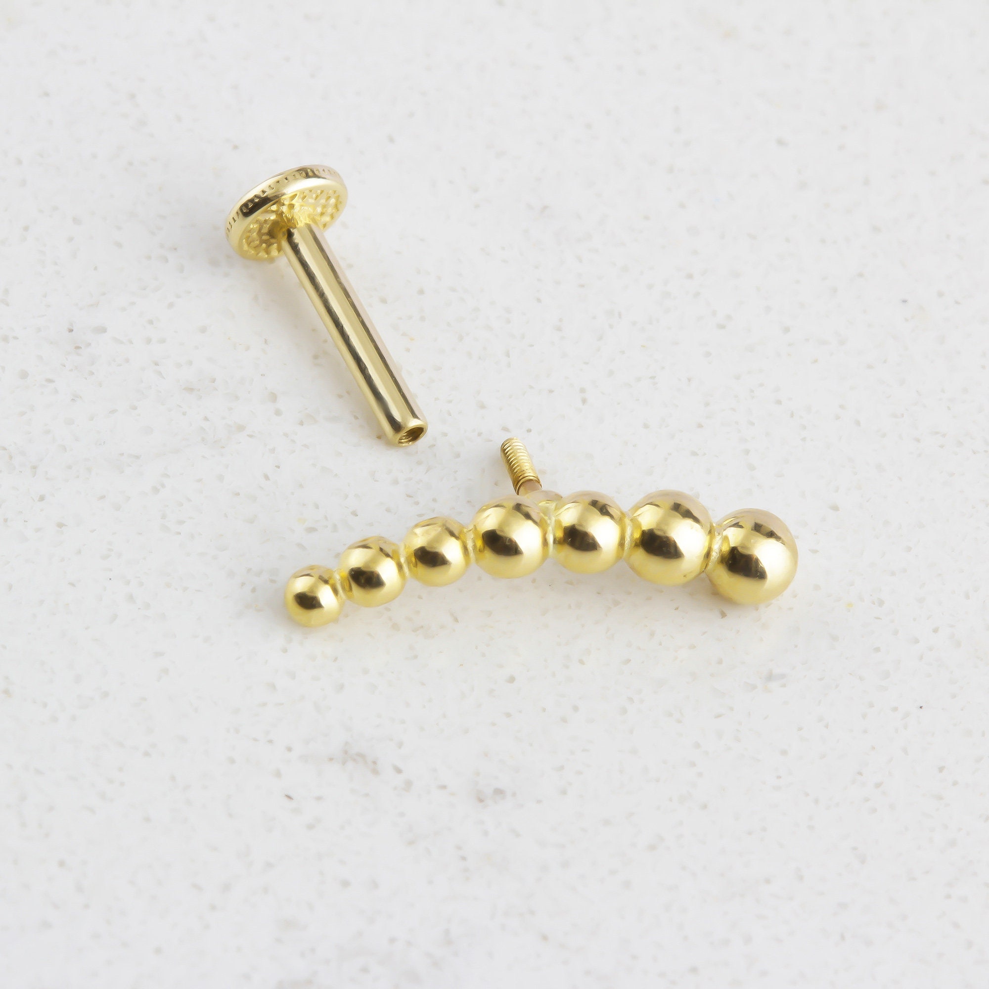14K Solid Gold Roll Ball Piercing Minimalist Piercing Jewelry 16G Ball ...
