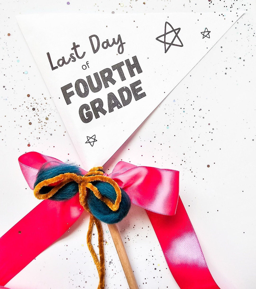 Last Day of Fourth Grade Flag Download, Last Day of School Flag, Fourth ...