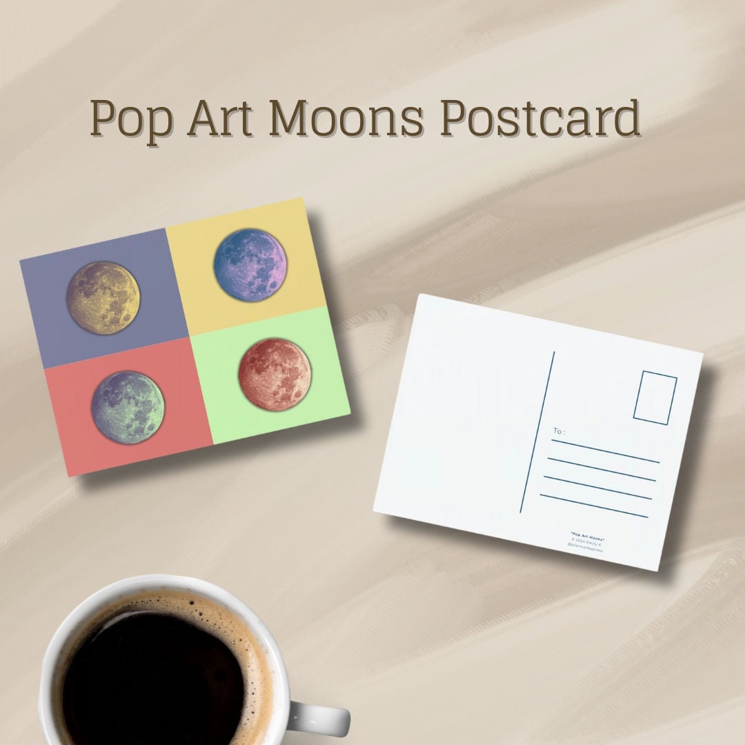 Pop Art Full Moon Postcard - Personal Lunar Photography - Stationery ...