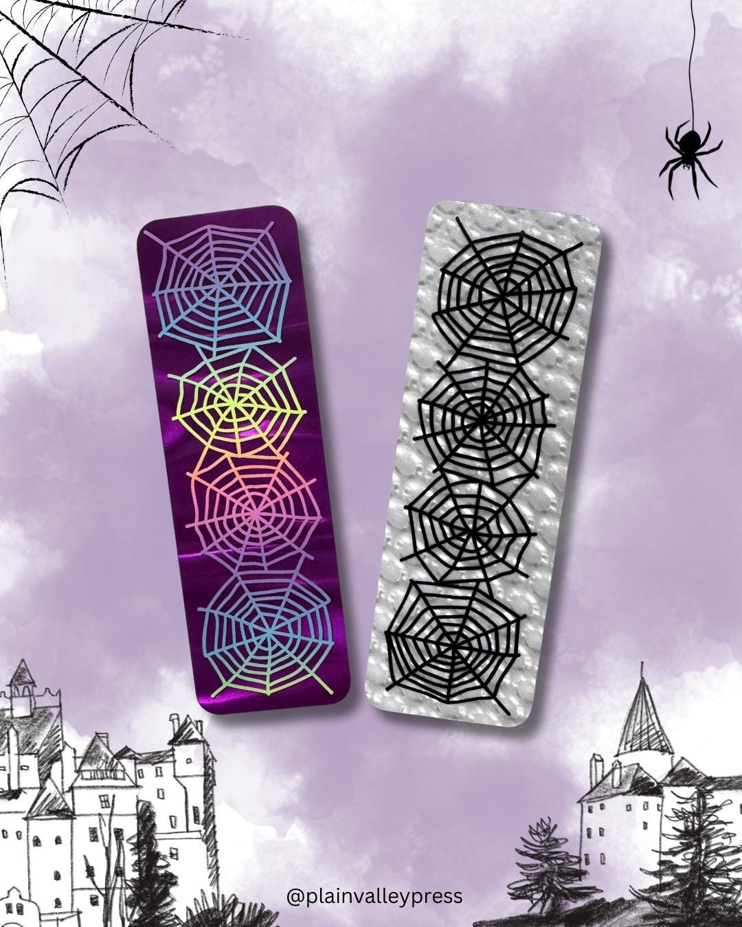 Pastel Goth Cobweb Bookmark | Handmade Vinyl 3D Illusion | Dark ...